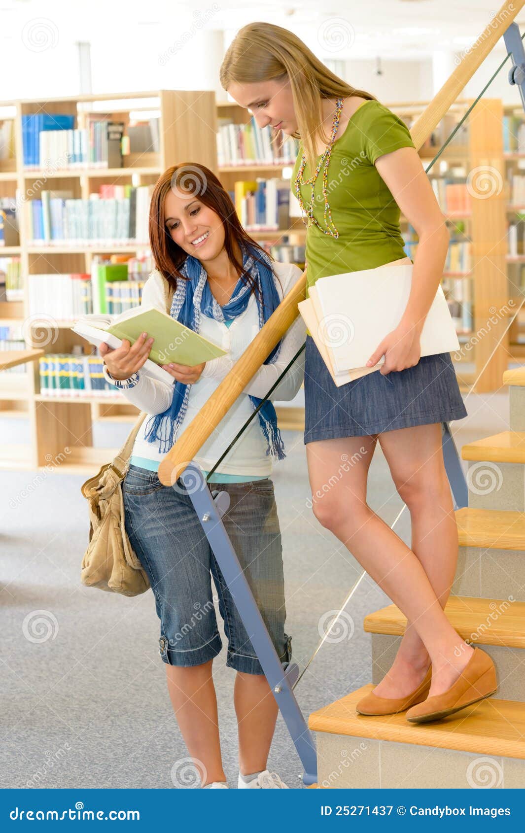 High School Library Students with Books Stock Image - Image of cheerful ...