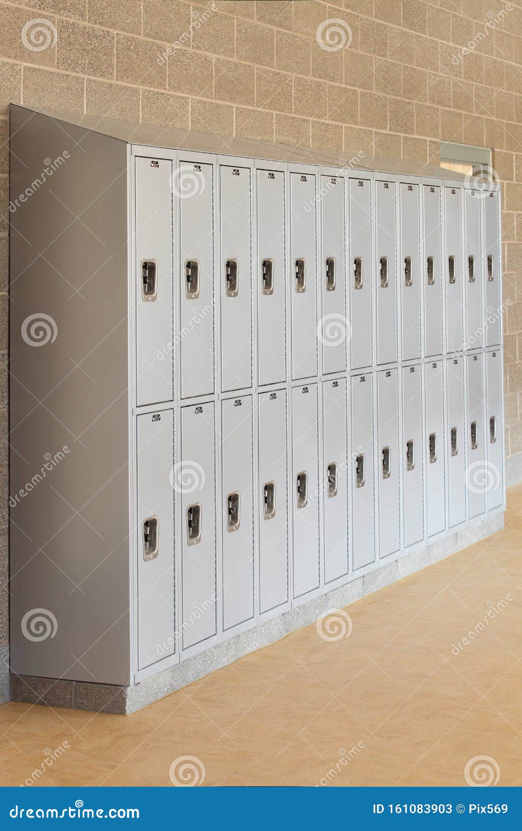 A Row of Lockers in a High School. Stock Image - Image of lock, school ...