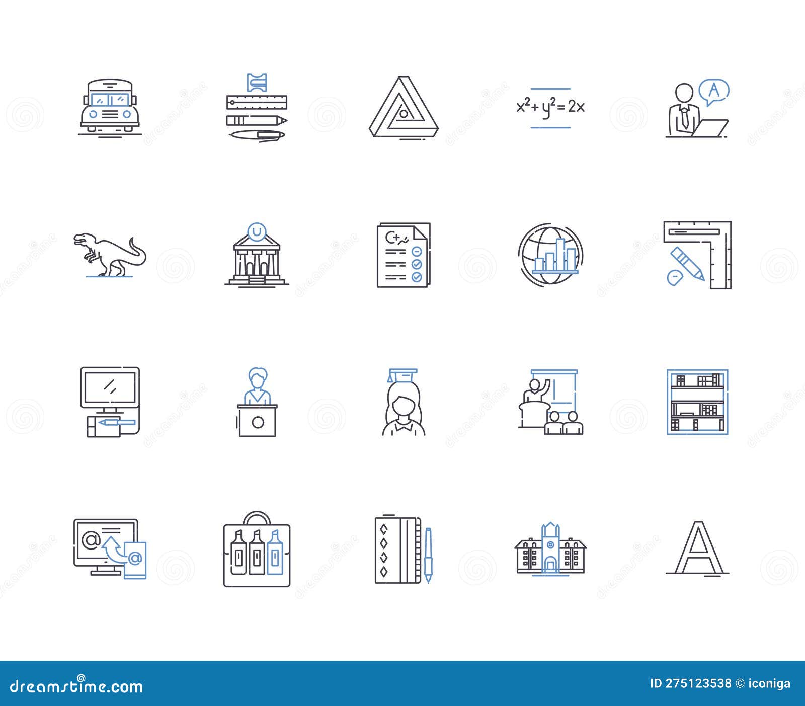 High School Outline Icons Collection. Highschool, Education, Academics ...