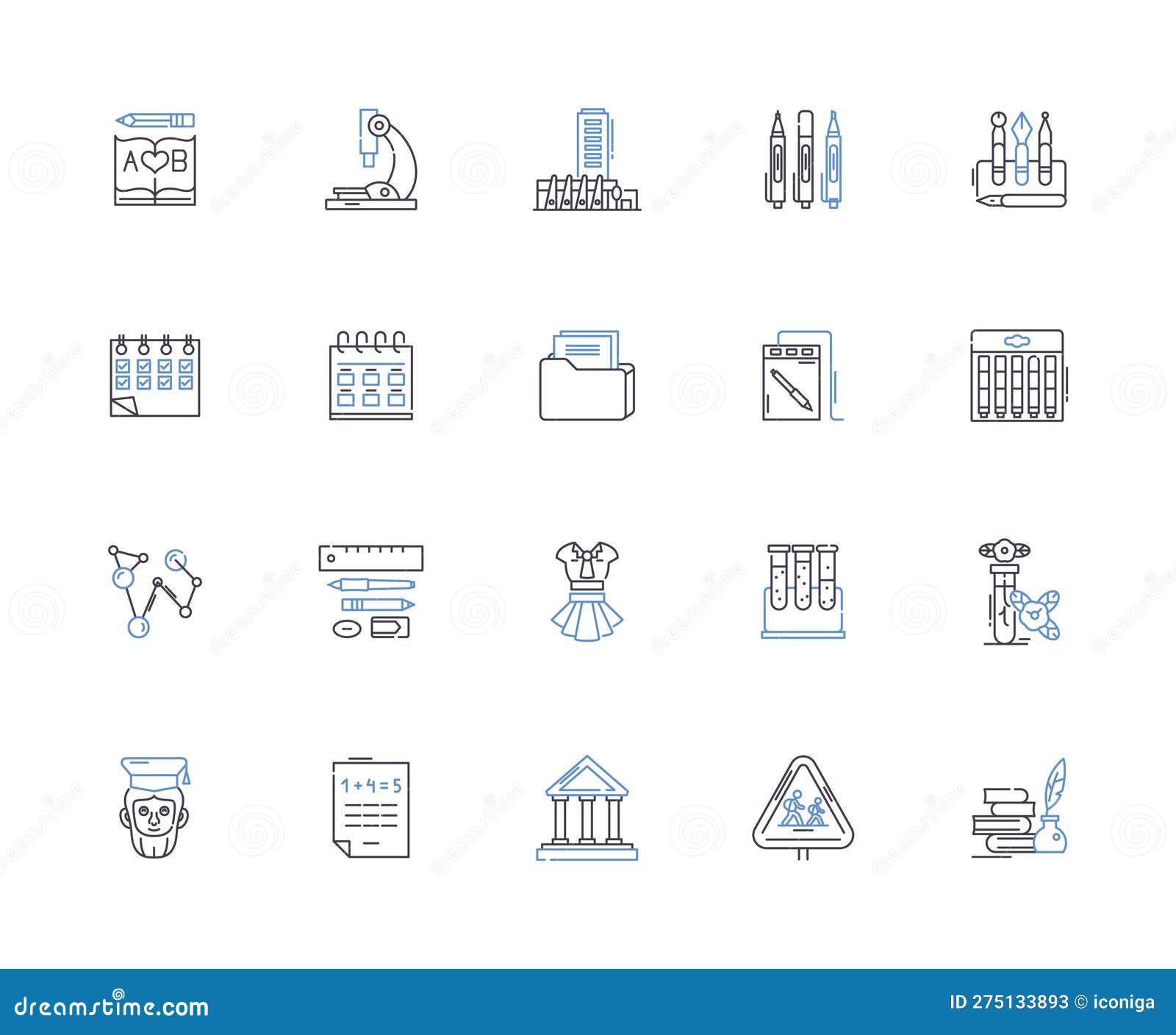 High School Outline Icons Collection. Highschool, Education, Academics ...