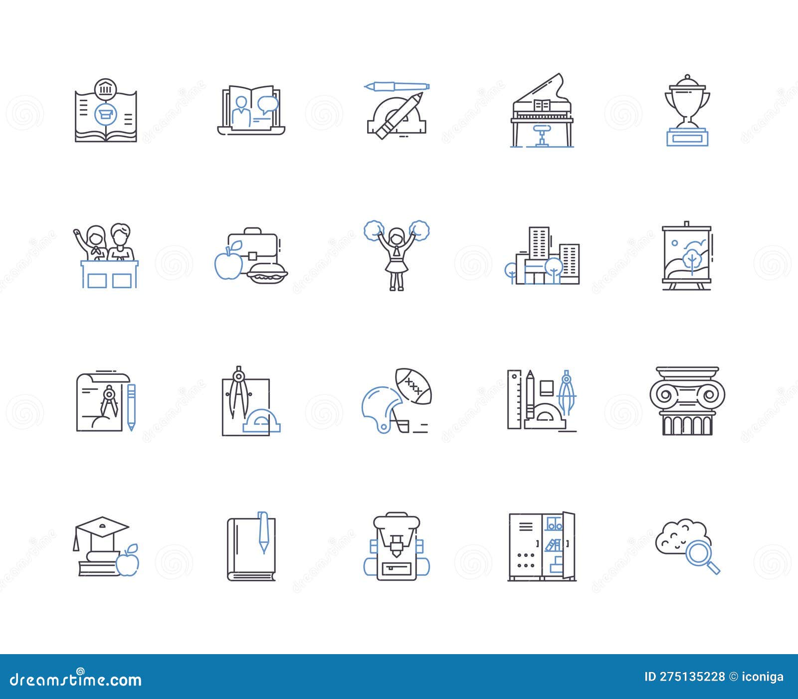 High School Outline Icons Collection. Highschool, Education, Academics ...