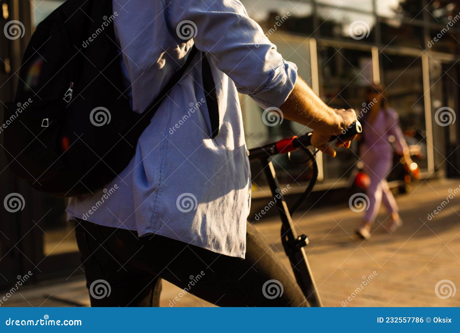 The High School Student Goes To Study on a Scooter Stock Photo - Image ...