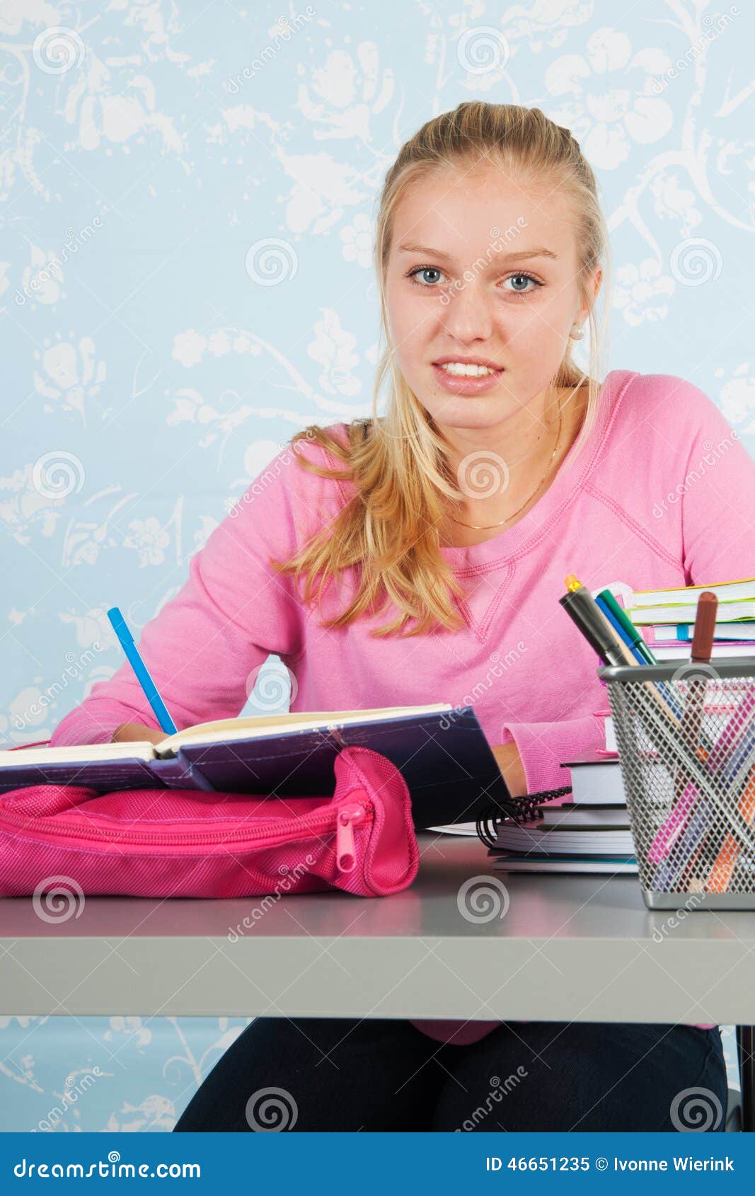 High School Student with Homework Stock Image - Image of preparation ...