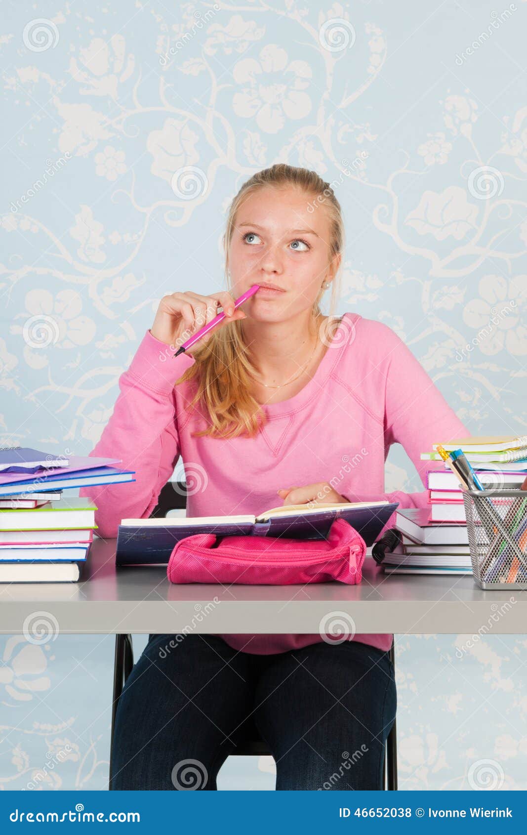 High School Student with Homework Stock Photo - Image of caucasian ...