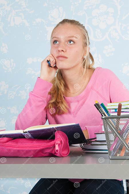 High School Student with Homework Stock Photo - Image of study, high ...