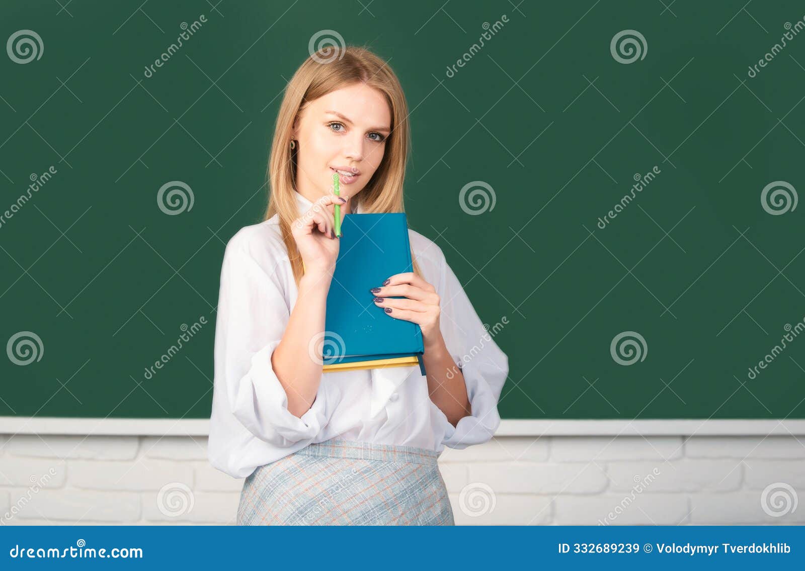 High School Student Learning English or Mathematics in Class. Female ...