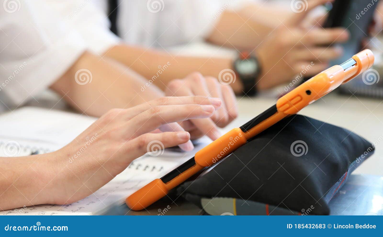 Students Using Digital Technology in the Classroom. Stock Image - Image ...