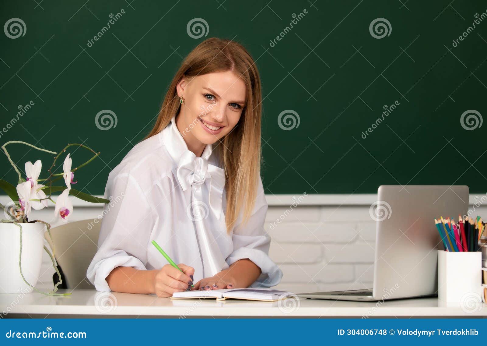 High School Student Writing, Learning English or Mathematics in Class ...