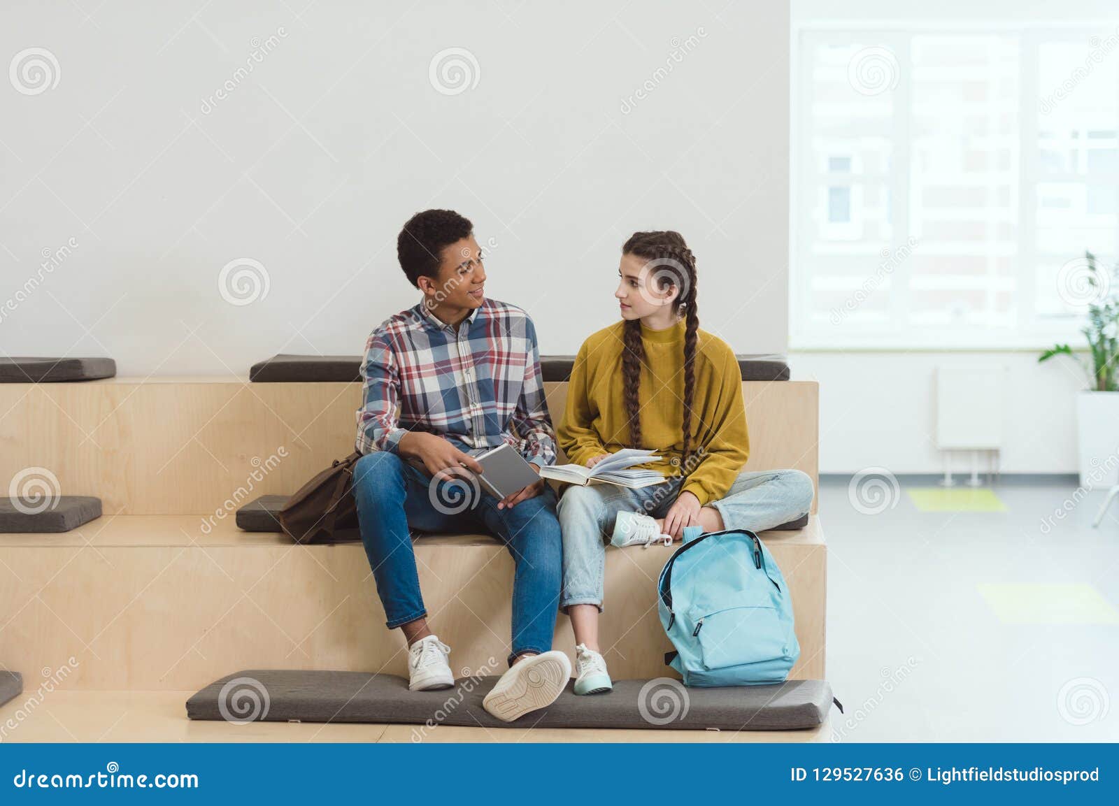High School Students Couple Doing Stock Photo - Image of homework ...