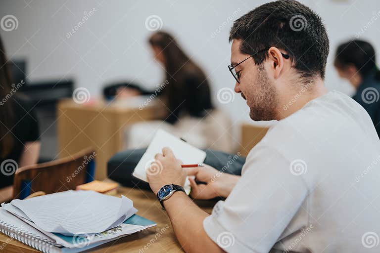 Focused High School Students Studying in a Classroom Setting Stock ...