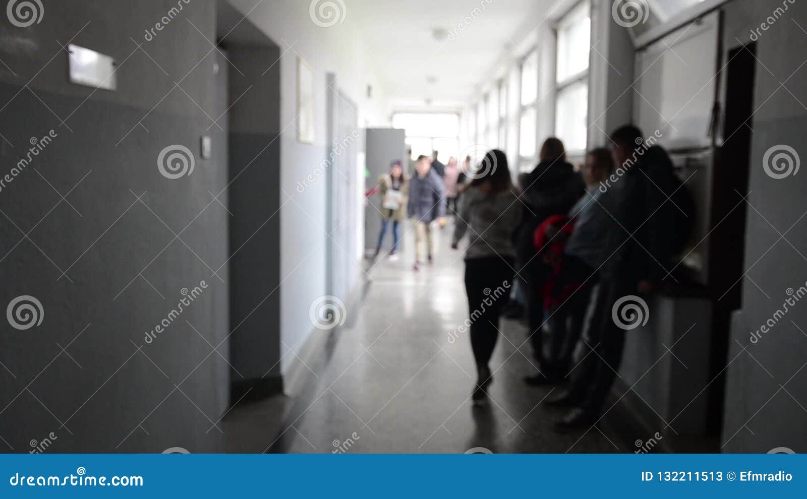 High School Students Entering a Classroom. Blurred Pupils Walking Down ...