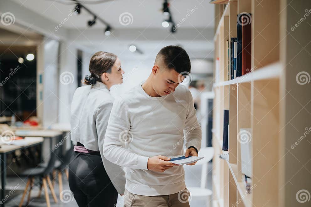 High School Students Exploring Library Resources during Class Session ...