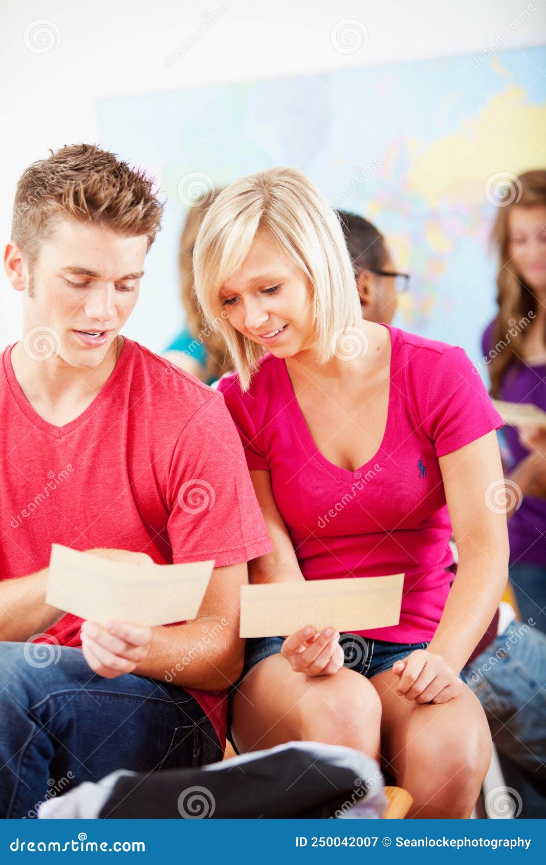 High School: Students Looking at Report Cards Stock Image - Image of ...