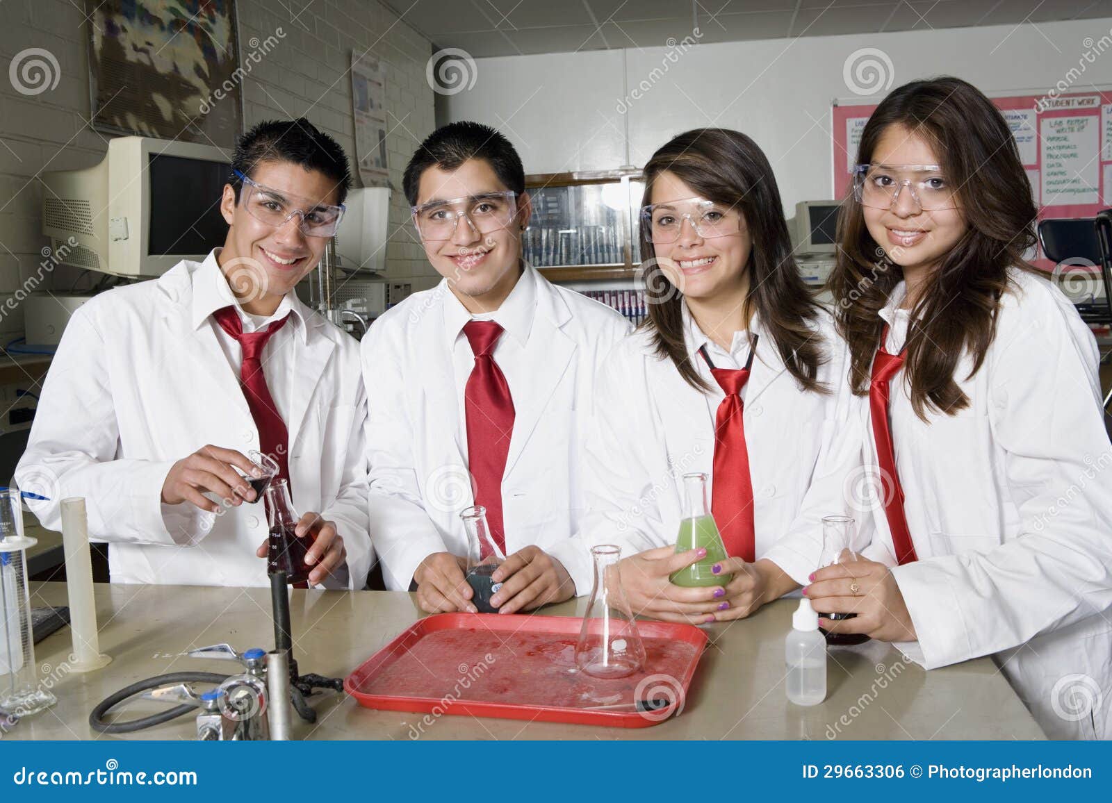 High School Students in Science Laboratory Stock Photo - Image of ...