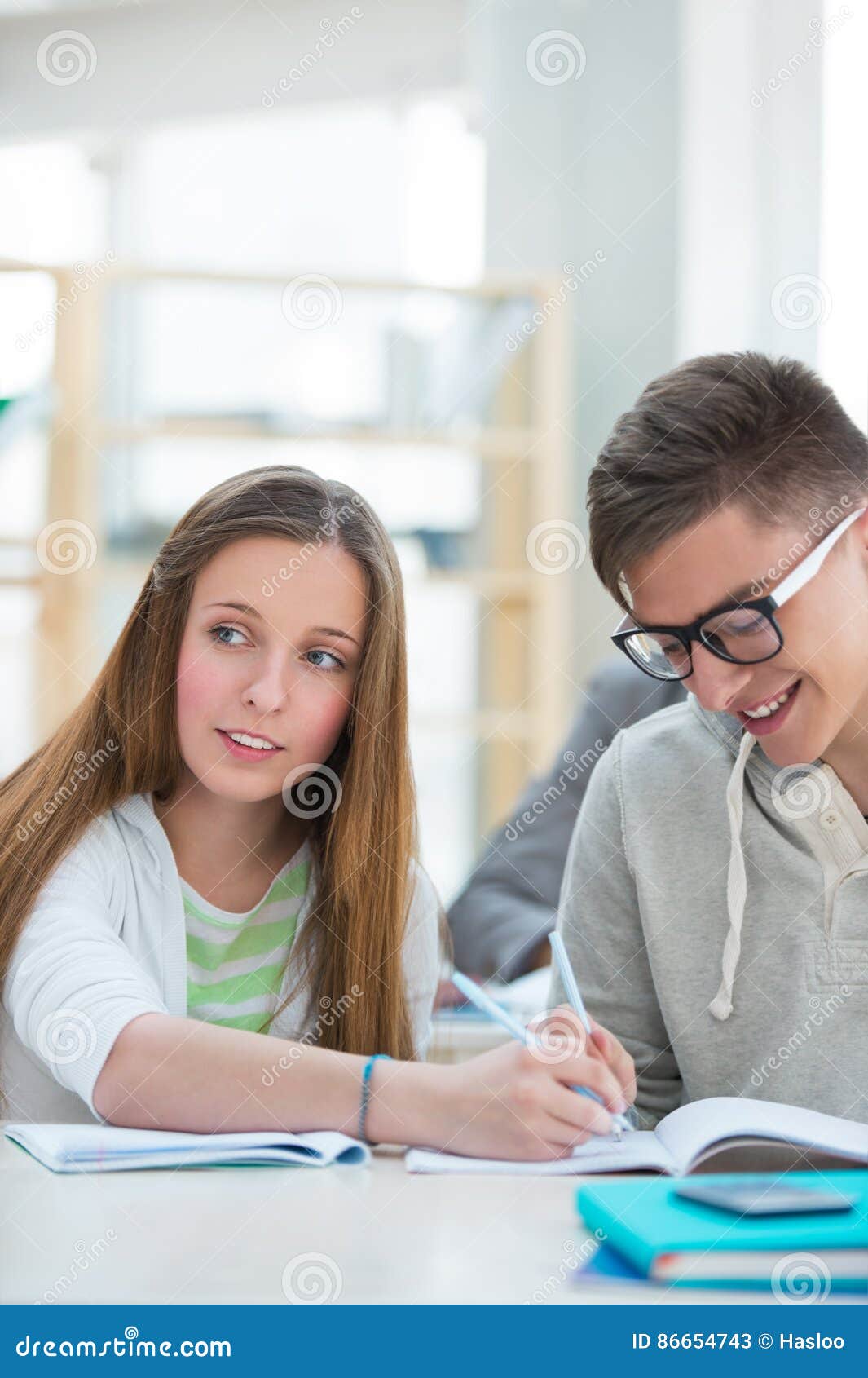 High School Students Study Together and Help Each Other Stock Image ...