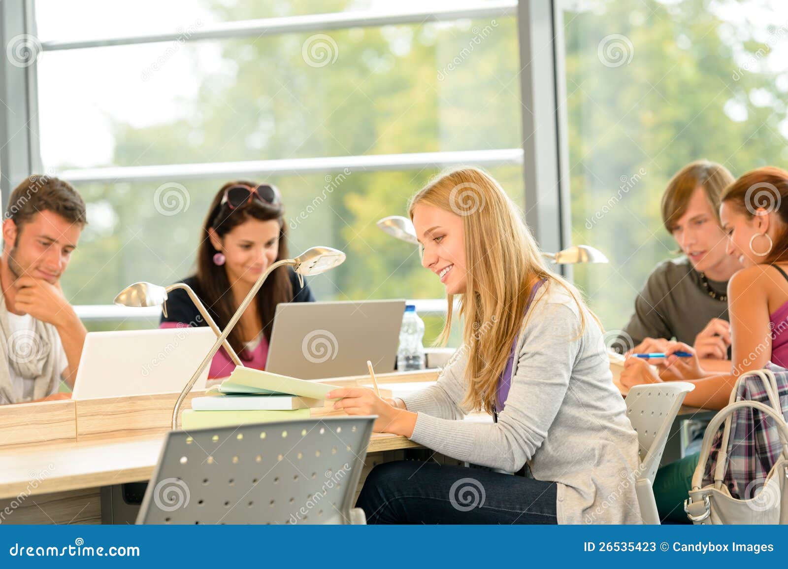High- School Students Studying in Library Together Stock Image - Image ... High- School Students Studying in Library Together Stock Image - Image ...