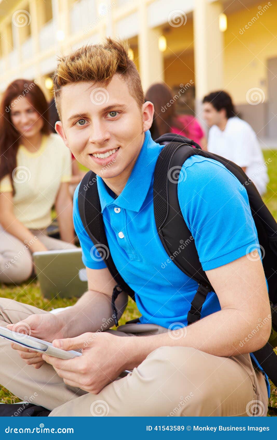 High School Students Studying Outdoors on Campus Stock Image - Image of ...