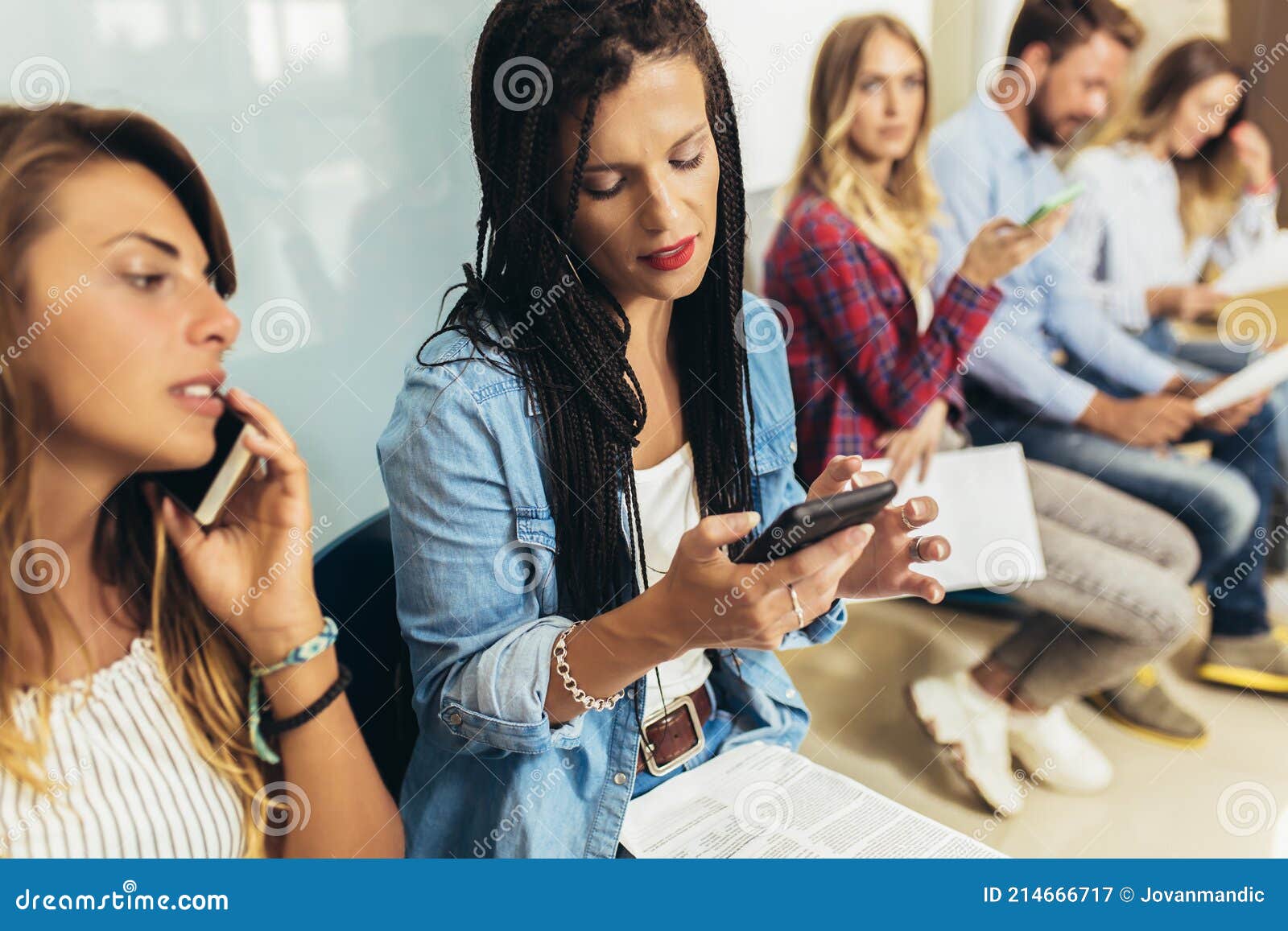Students Using Mobile Phones Stock Image - Image of communication ...