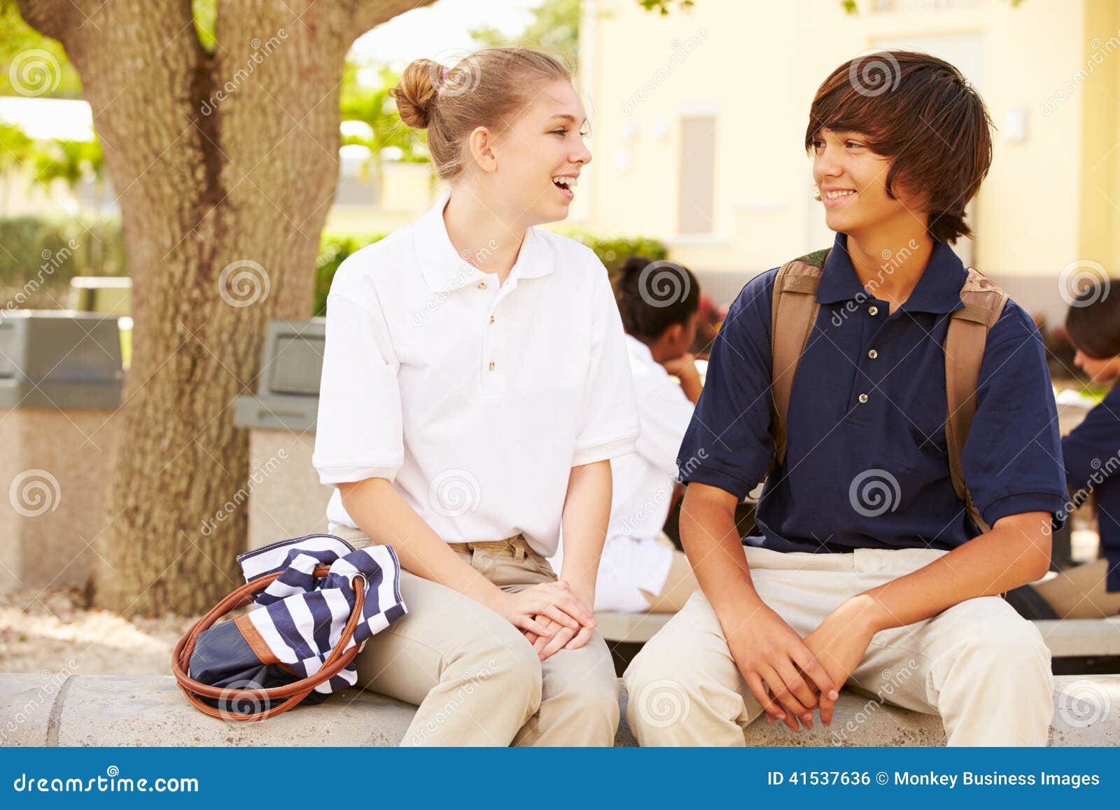 High School Students Wearing Uniforms on School Campus Stock Photo ...