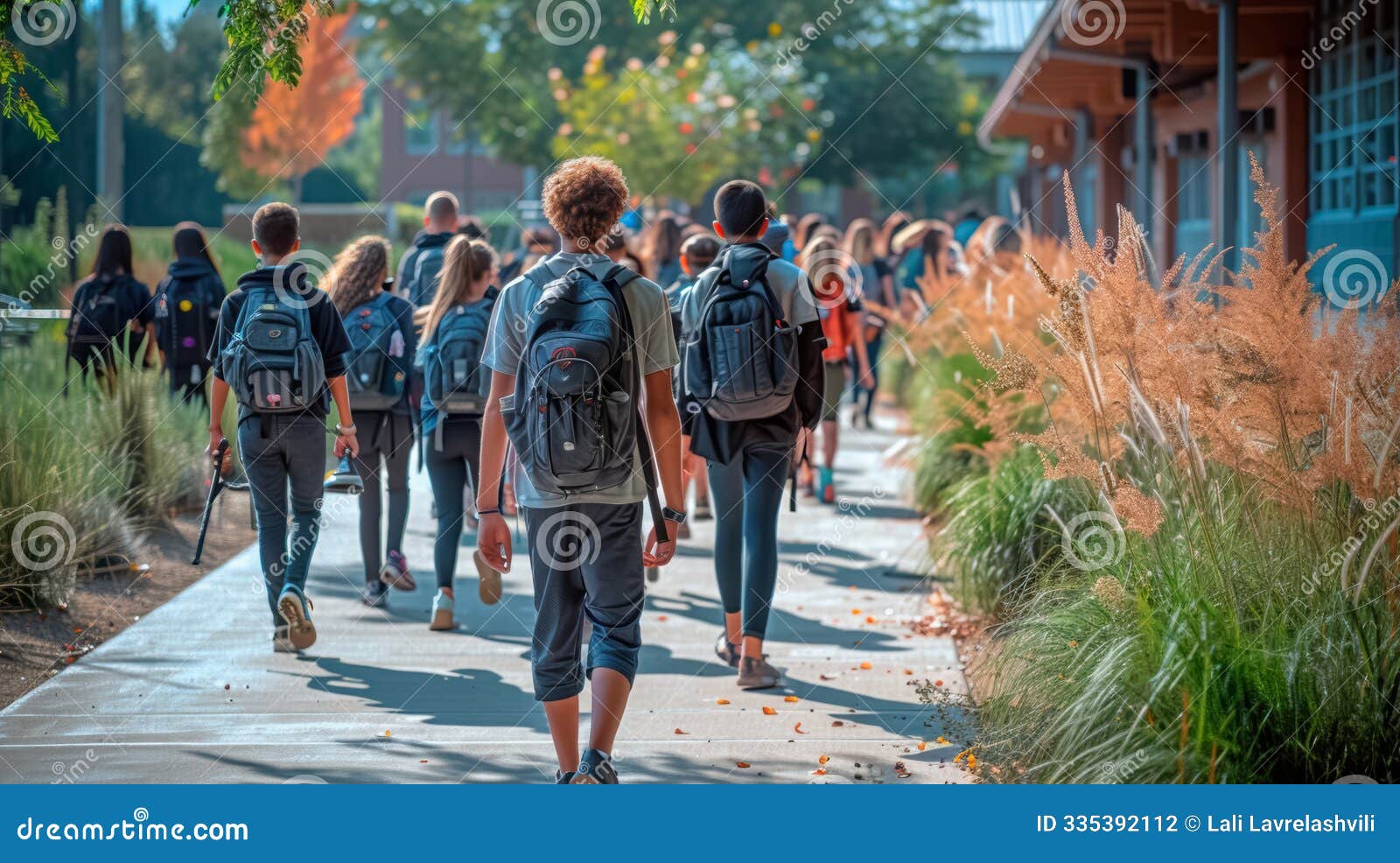 High School Students in the School Yard - Back To School Stock ...