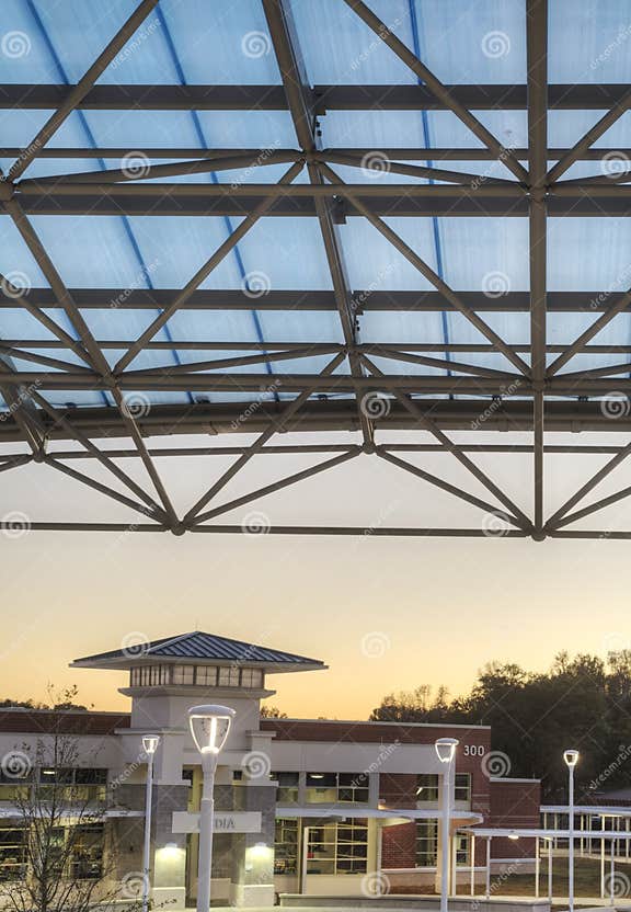 High School at Sunset stock image. Image of center, clolumns - 28333217