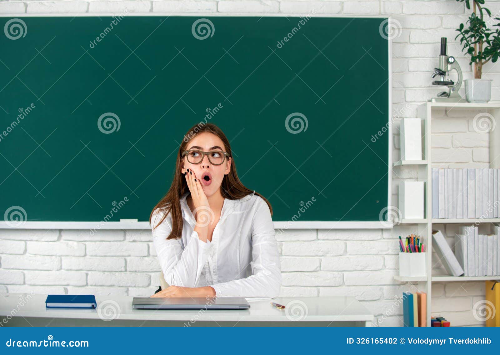 High School Surprised Student in Classroom. Amazed School Girl. Stock ...