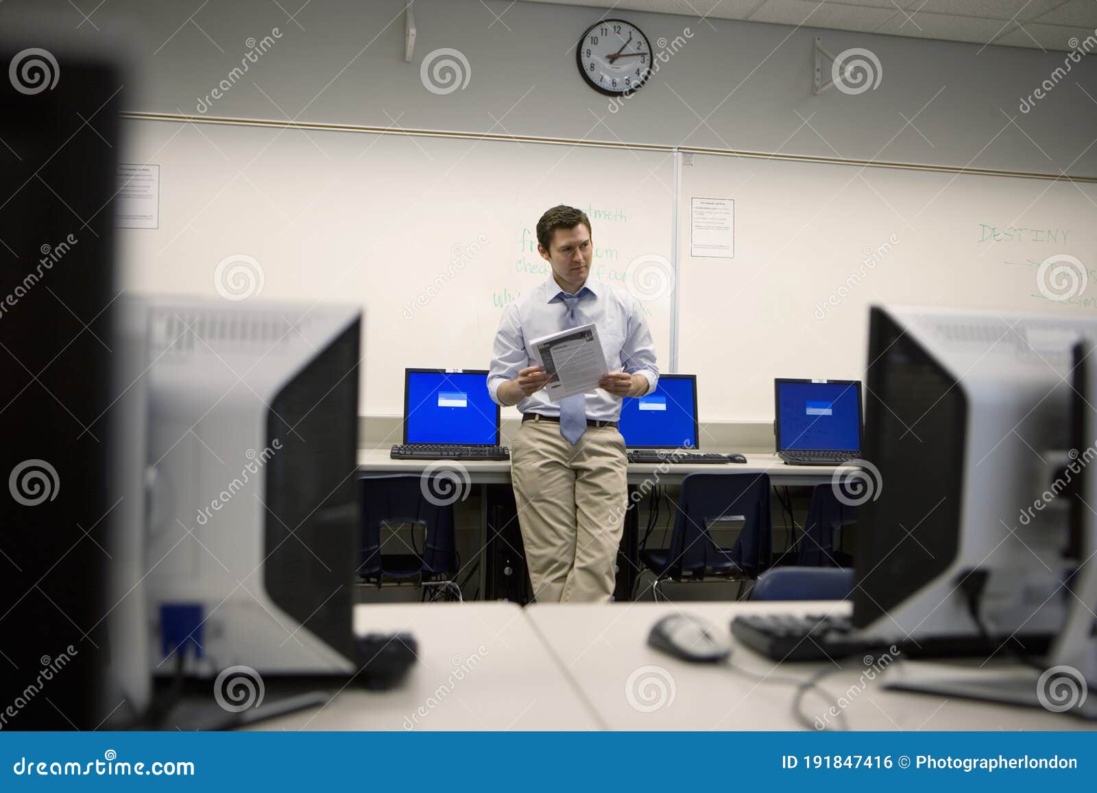 High School Teacher in Computer Lab Stock Photo - Image of college ...