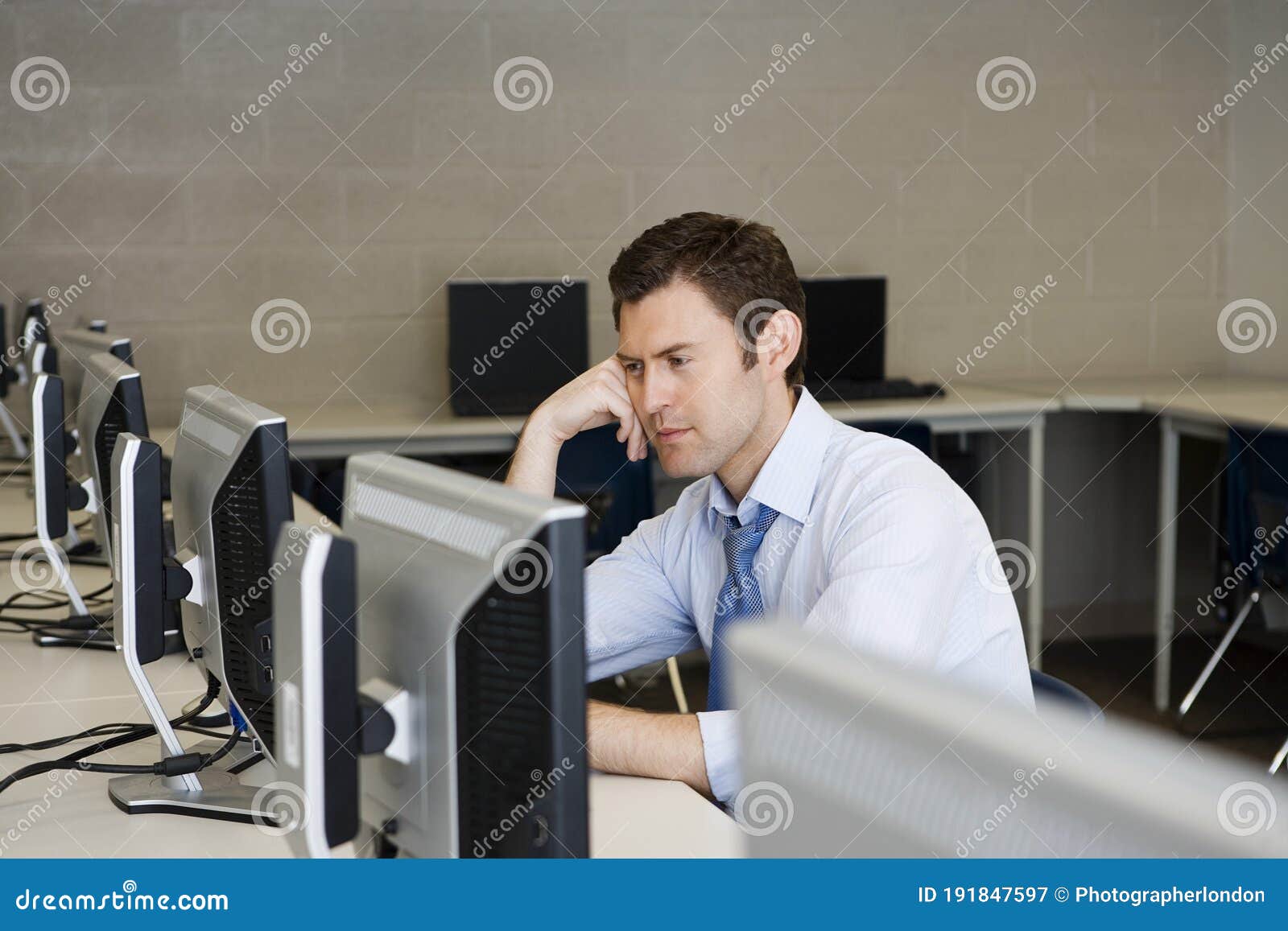 High School Teacher in Computer Lab Stock Image - Image of keyboard ...