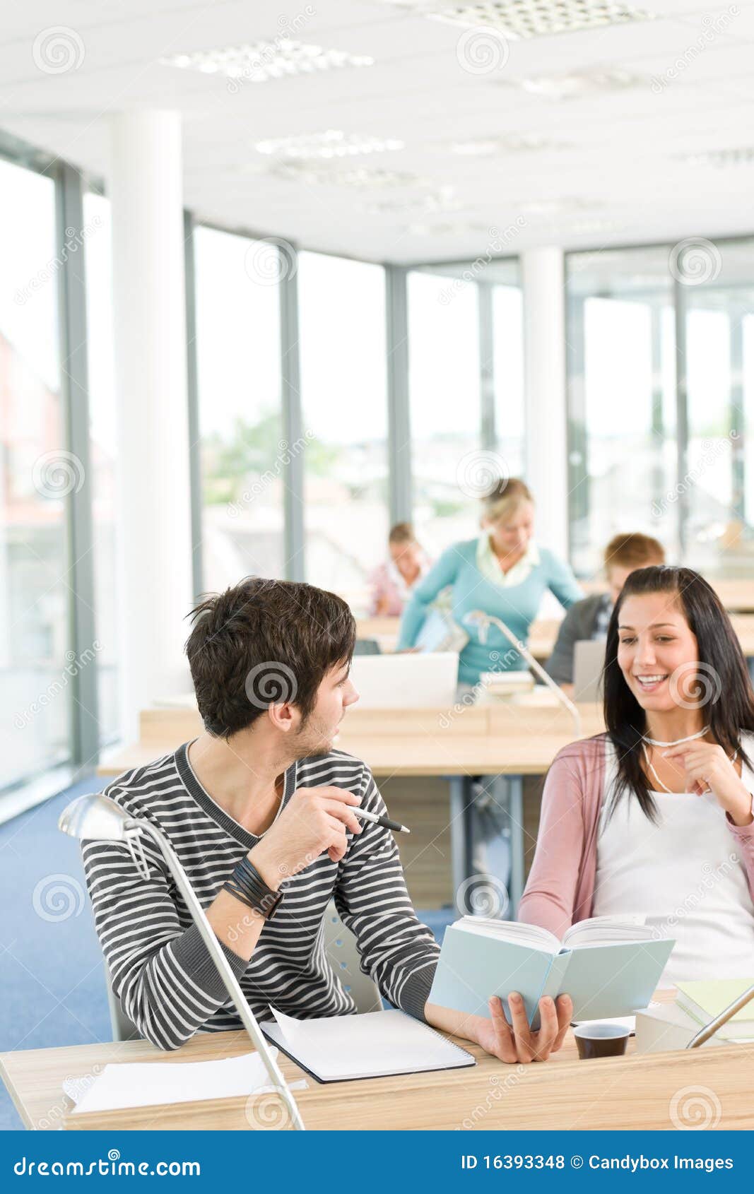 High School - Two Students Read Book Stock Photo - Image of teenager ...