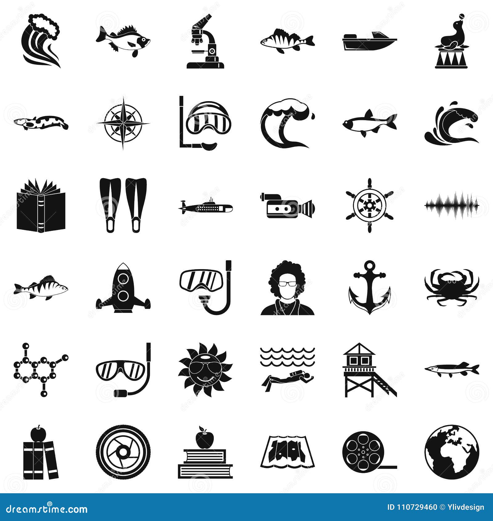 High Sea Icons Set, Simple Style Stock Vector - Illustration of ...