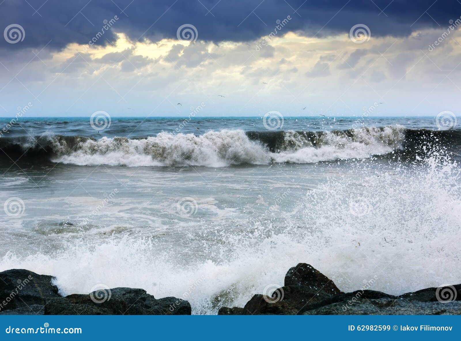 High sea wave during wind stock image. Image of large - 62982599