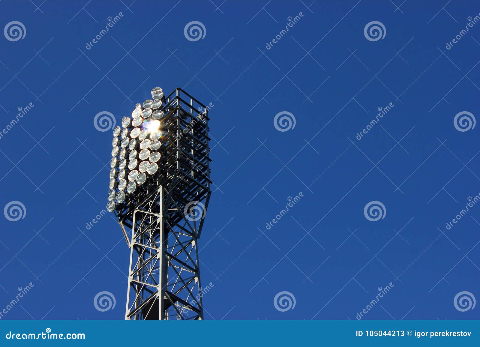 High Searchlight Tower Installed at the Stadium. Stock Image - Image of ...