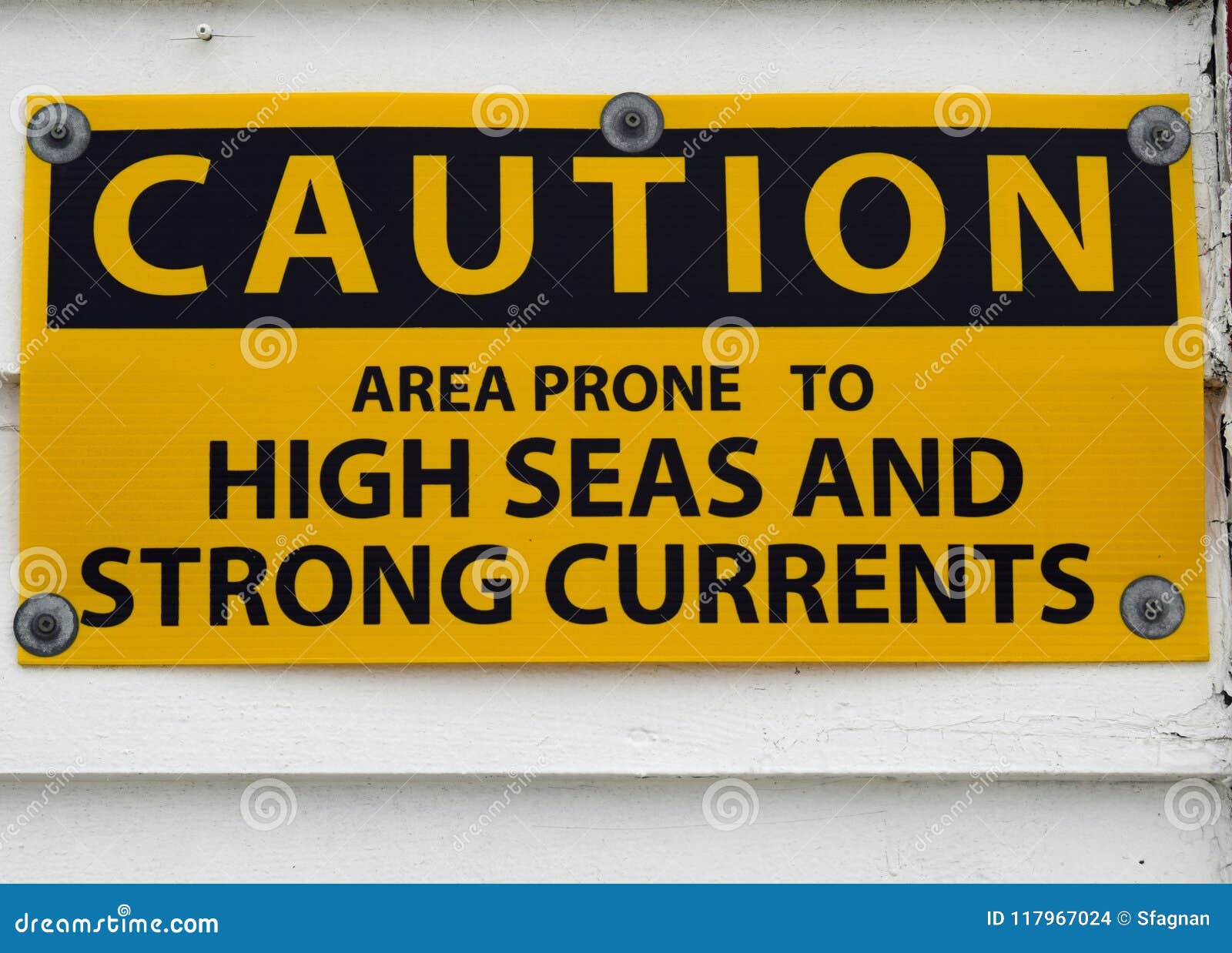 High Seas and Strong Currents Caution Sign Stock Photo - Image of high ...