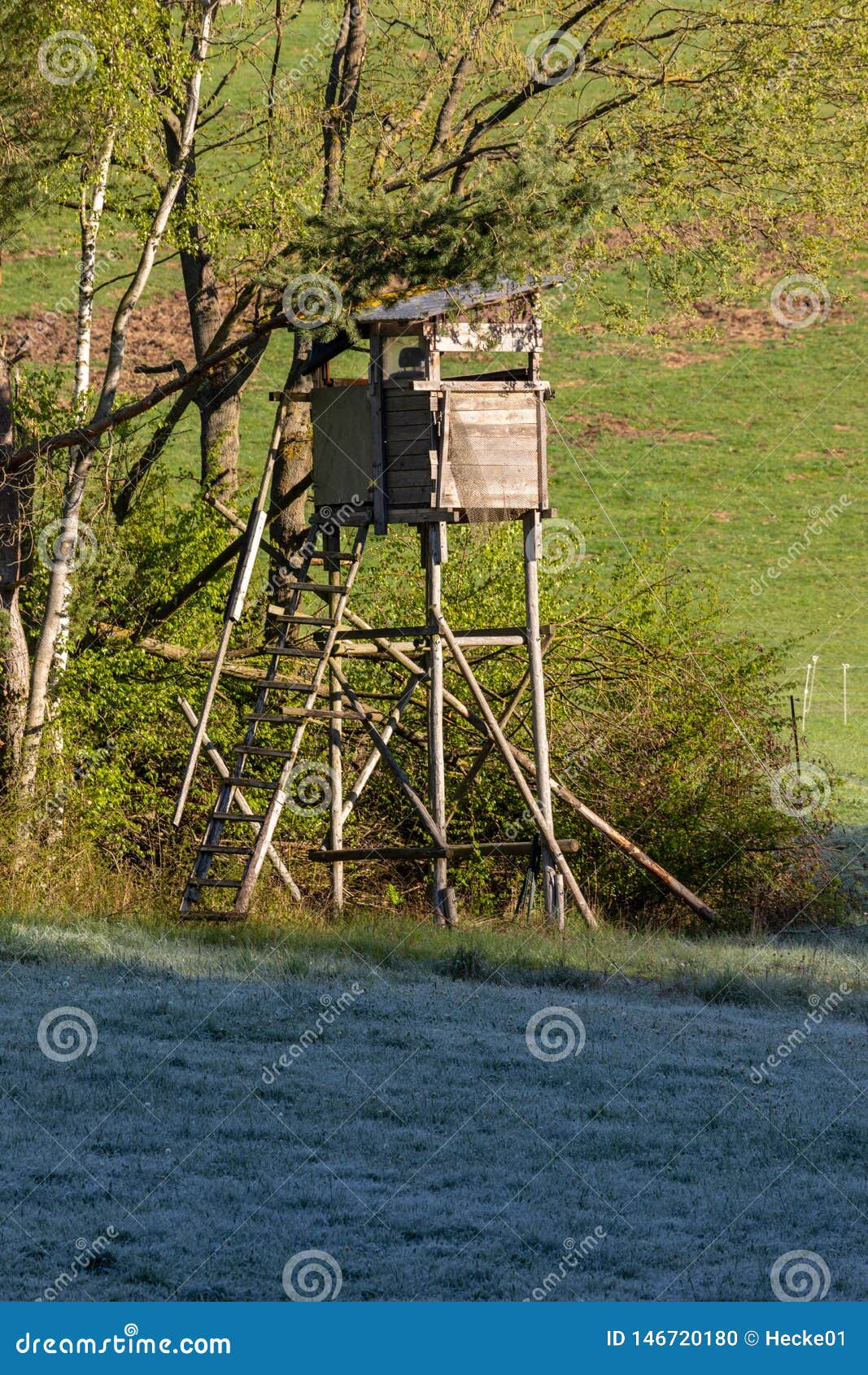 High Seat and Shooting Range for Hunting Stock Photo - Image of ...