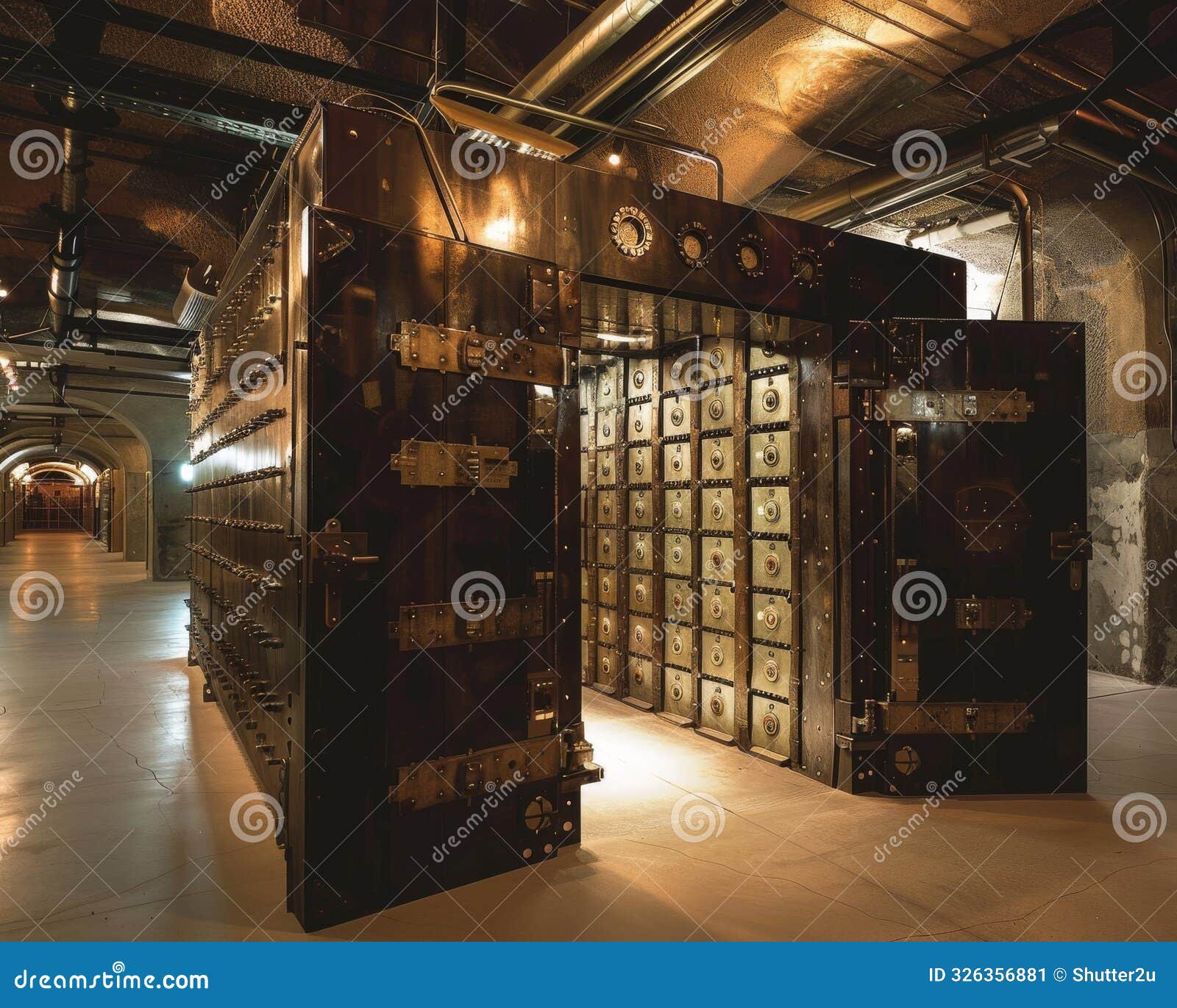 A Highsecurity Vault Deep Underground Stock Illustration - Illustration ...