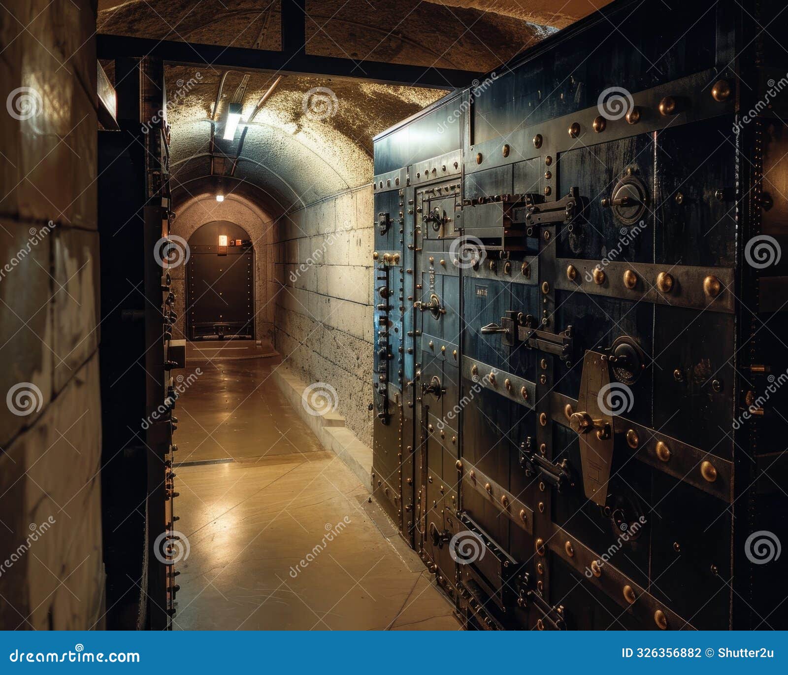 A Highsecurity Vault Deep Underground Stock Illustration - Illustration ...
