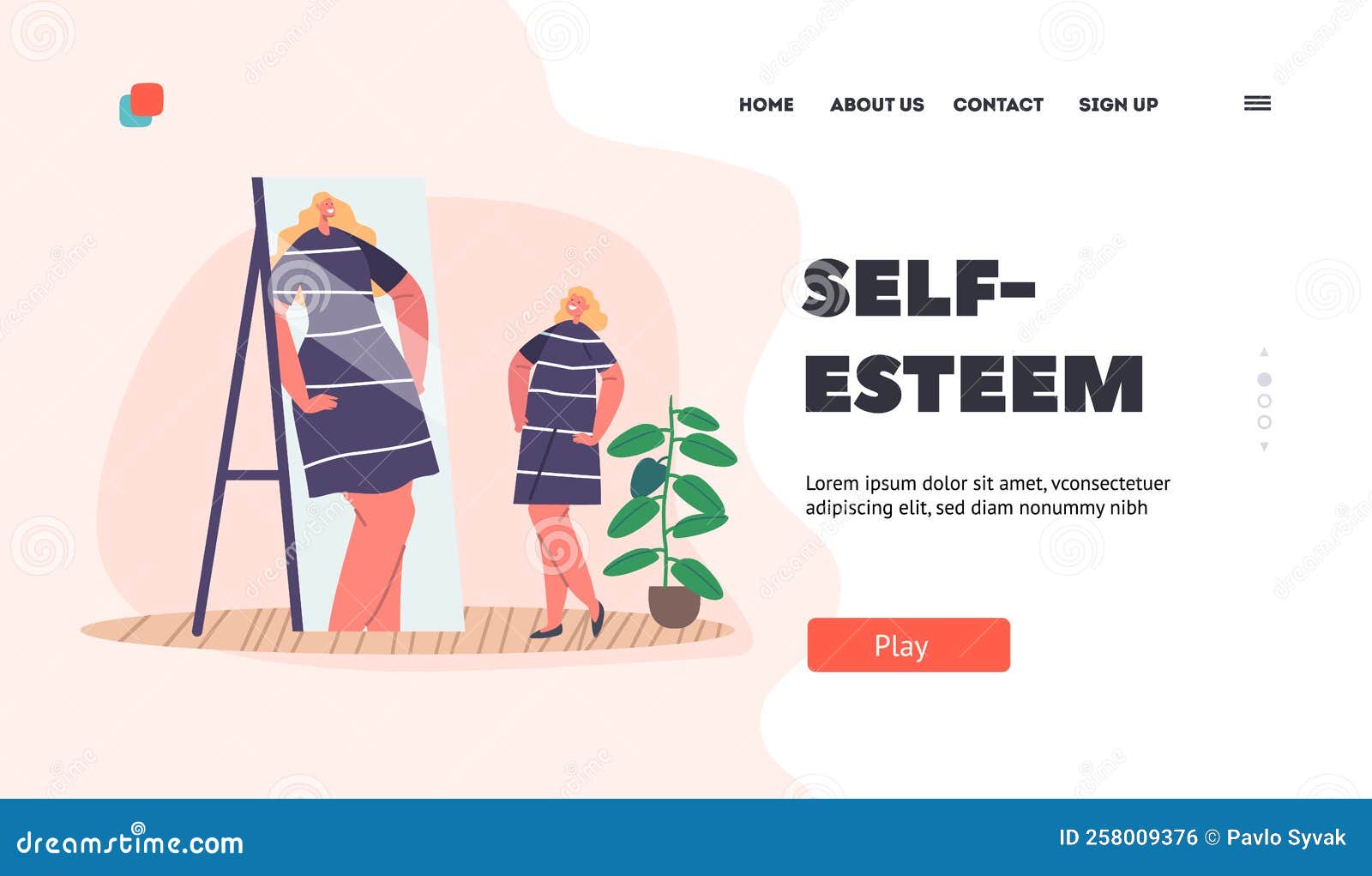 High Self-esteem Inadequate Perception Landing Page Template. Confident ...
