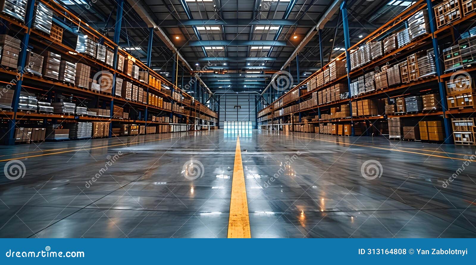 High Shelving System in a Spacious Warehouse. Concept Warehouse ...
