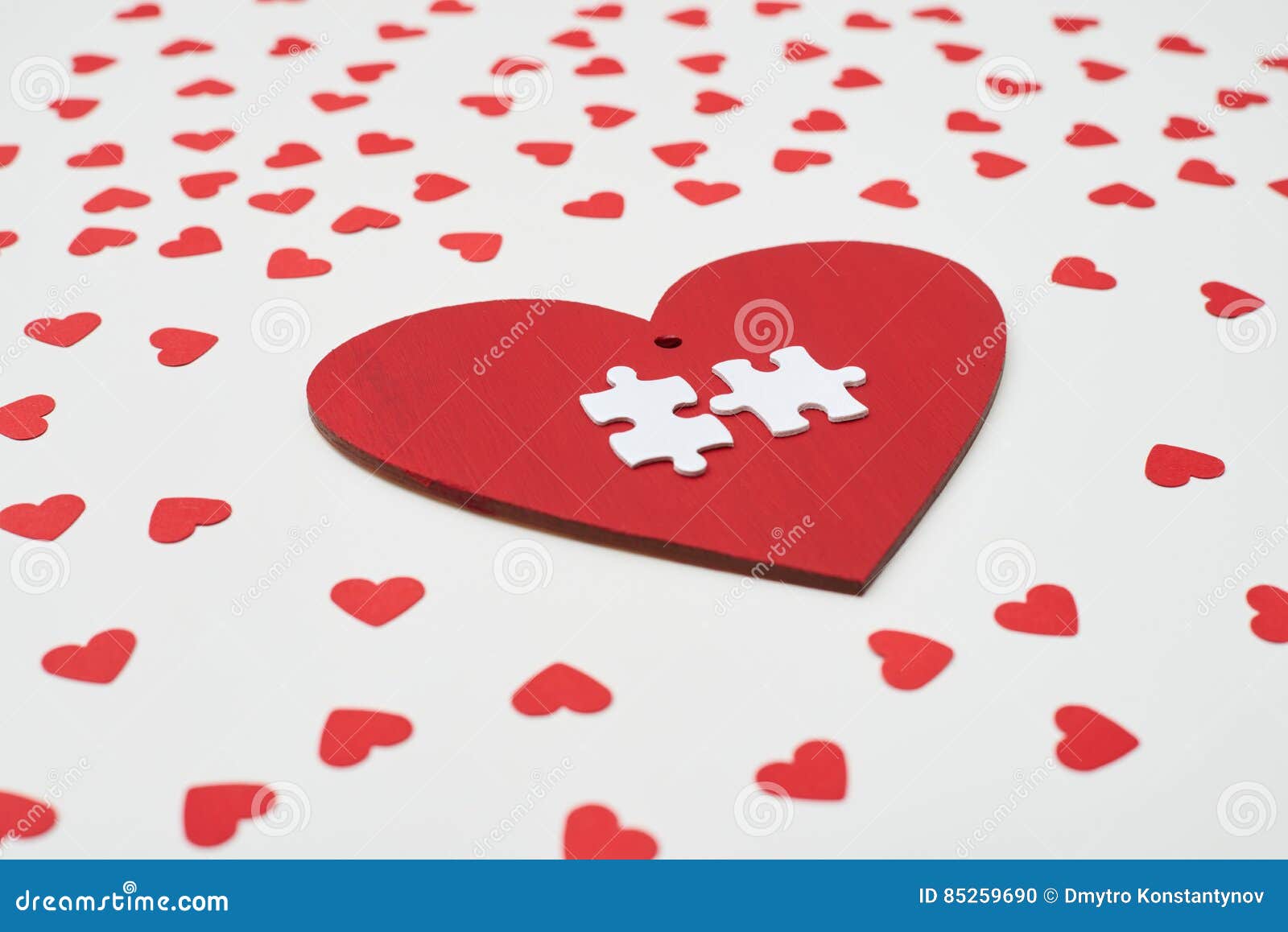 High Side Angle of Card in the Form of Heart with Two White Puzzle ...