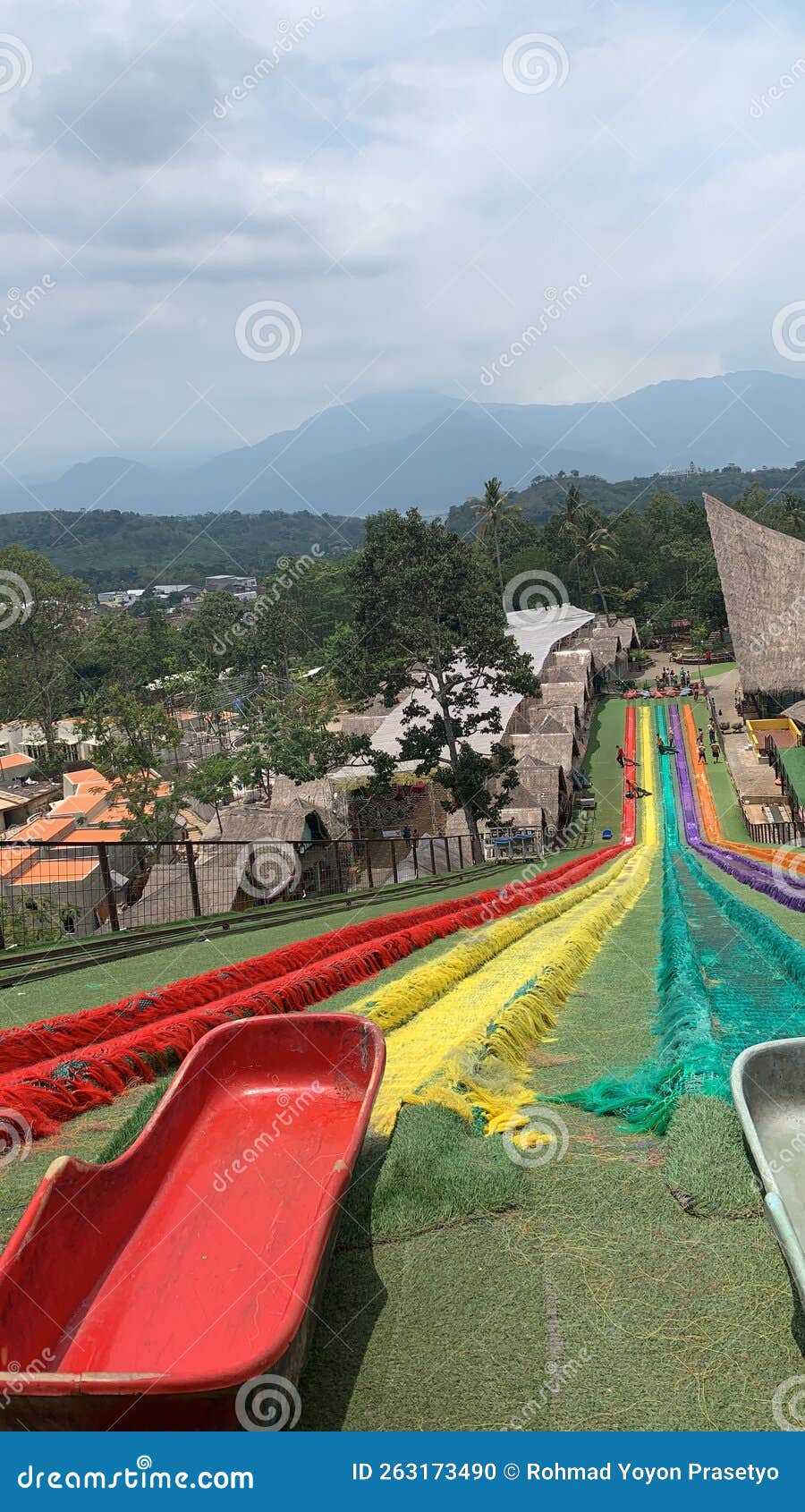 High Slide with Mountain View in Semarang Stock Photo - Image of slide ...
