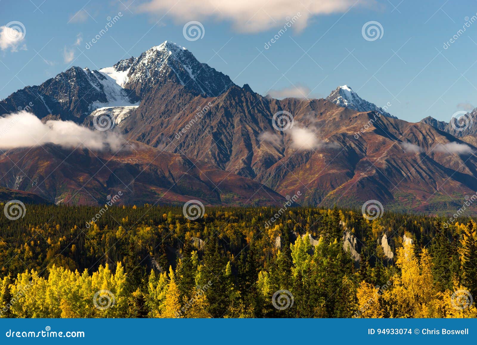 High Snow Covered Peaks Chugach Mountain Range Alaska Stock Photo ...