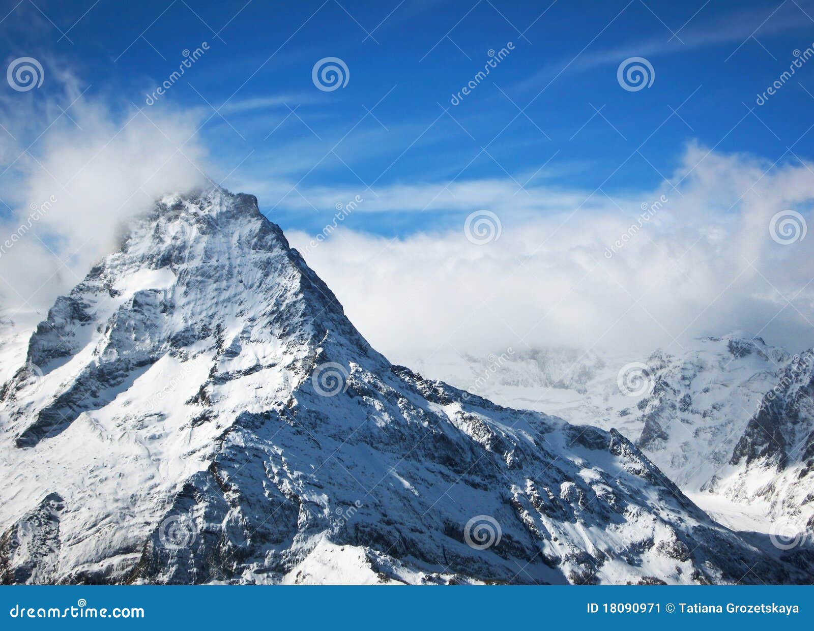High Snow Mountains, Elbrus Stock Image - Image of land, dombai: 18090971