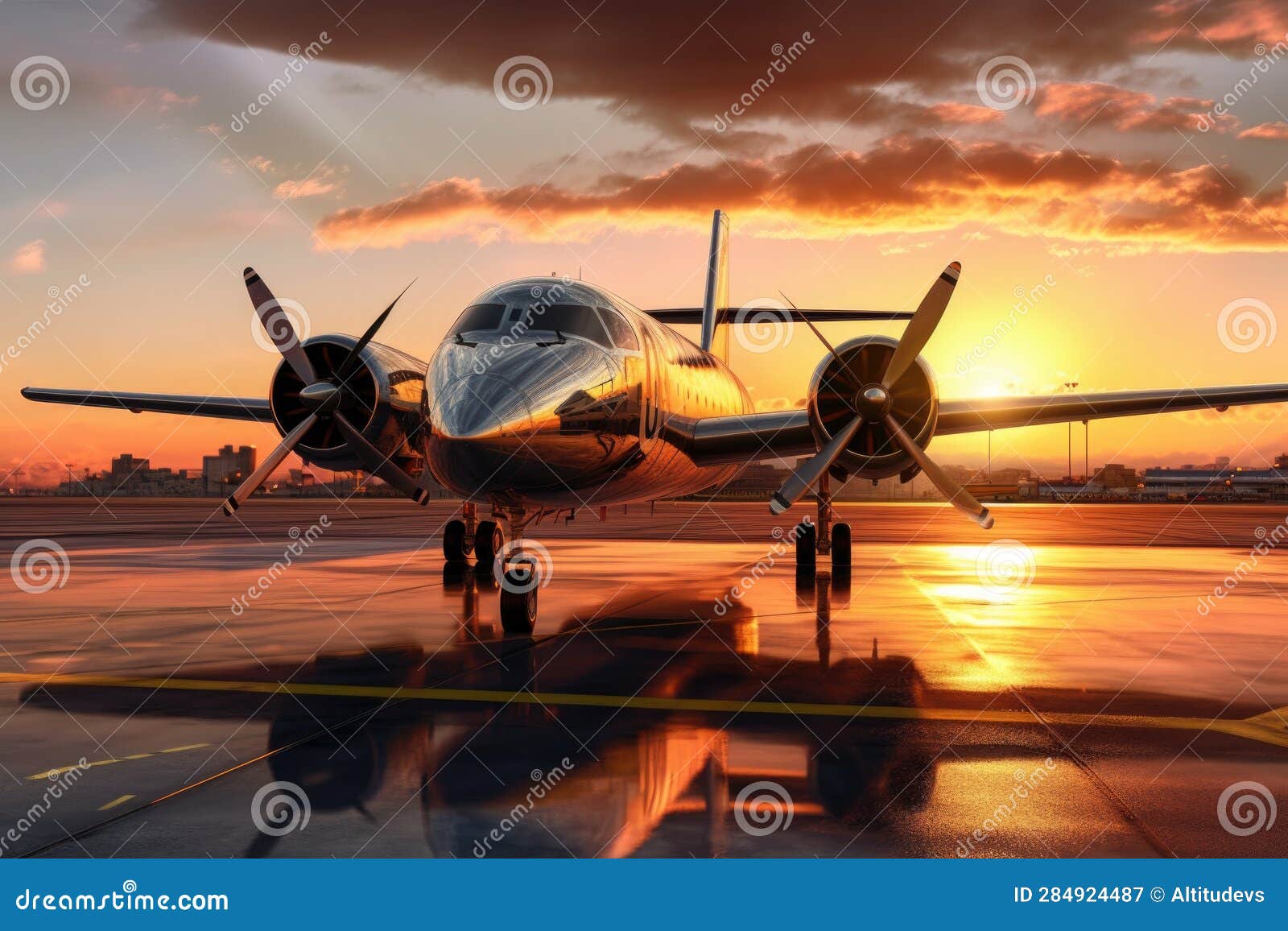High-speed Aircraft Preparing for Takeoff at Sunset Stock Image - Image ...