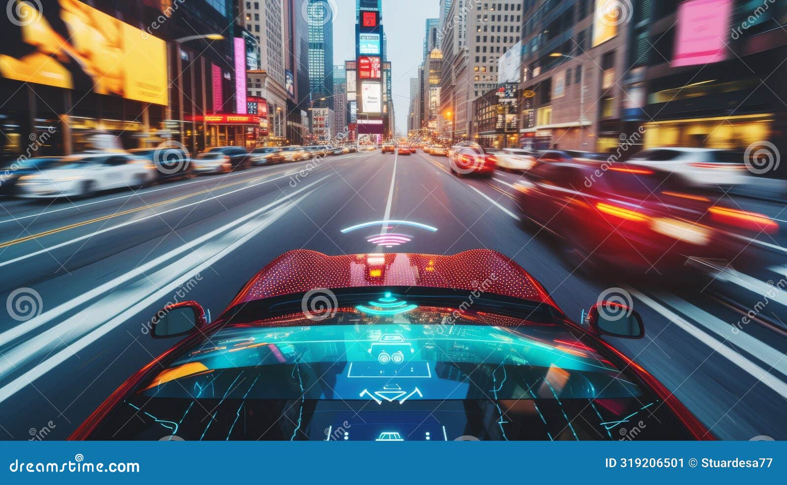 High-Speed Autonomous Car Navigation in City Stock Image - Image of ...