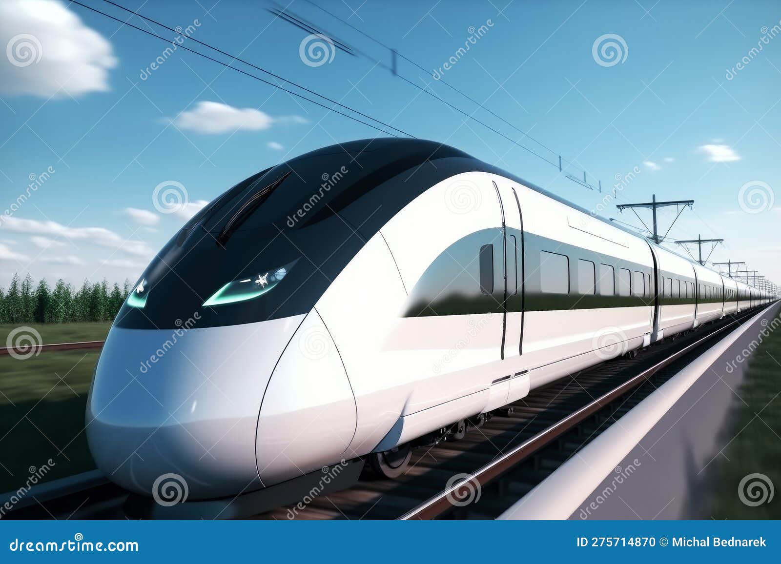 High-speed Autonomous Self-driving Train. Generative AI Stock ...