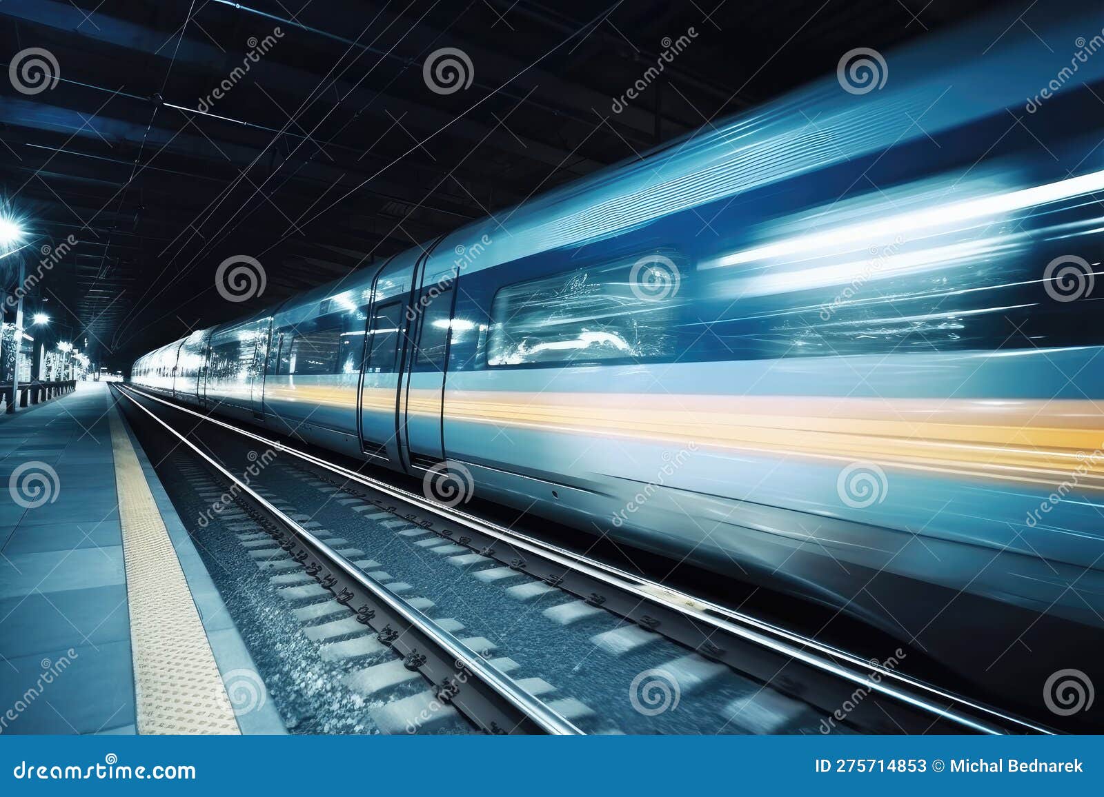 High-speed Autonomous Self-driving Train Moving through the Night ...