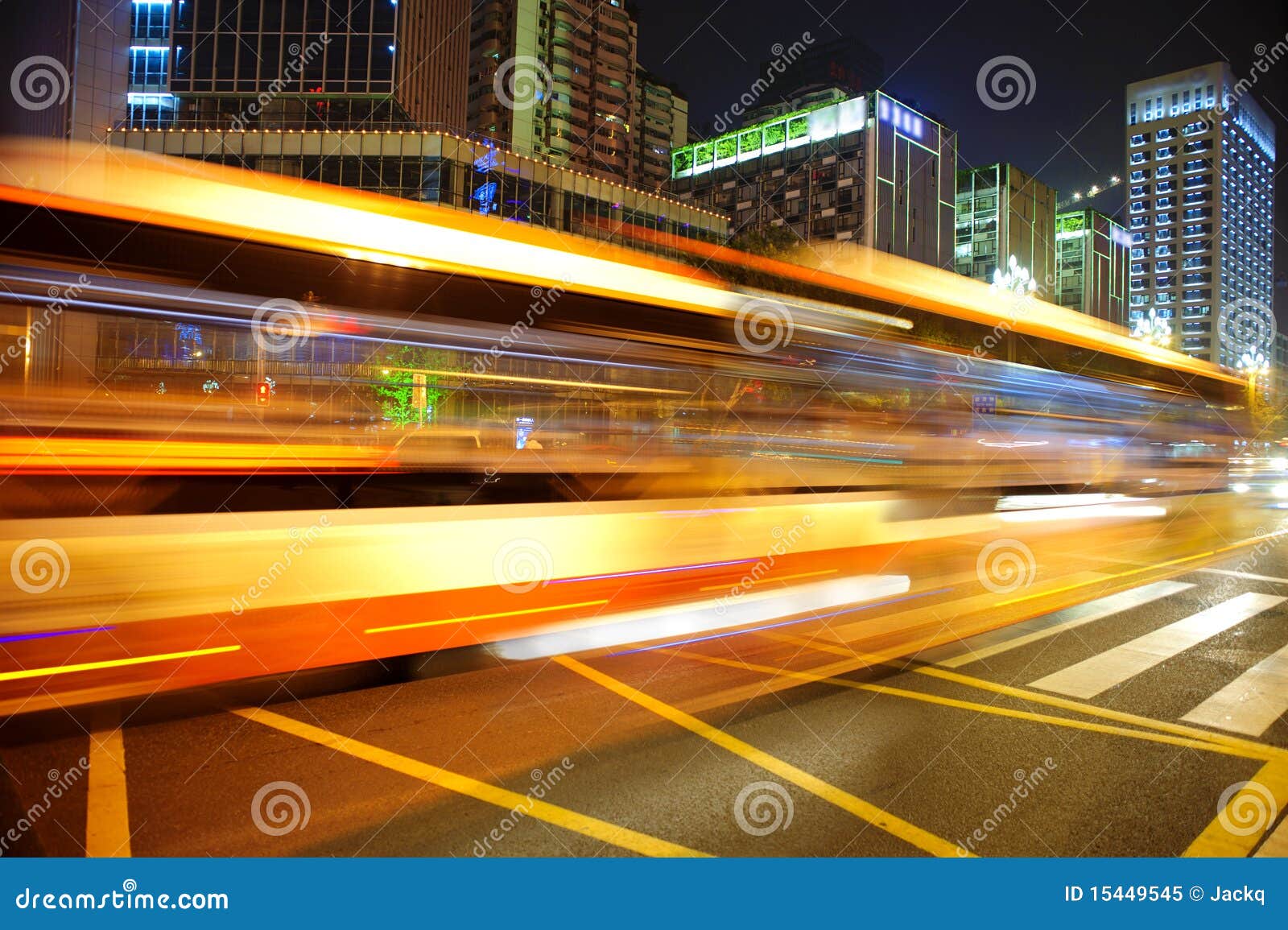 High Speed and Blurred Bus Light Trails Stock Image - Image of busy ...