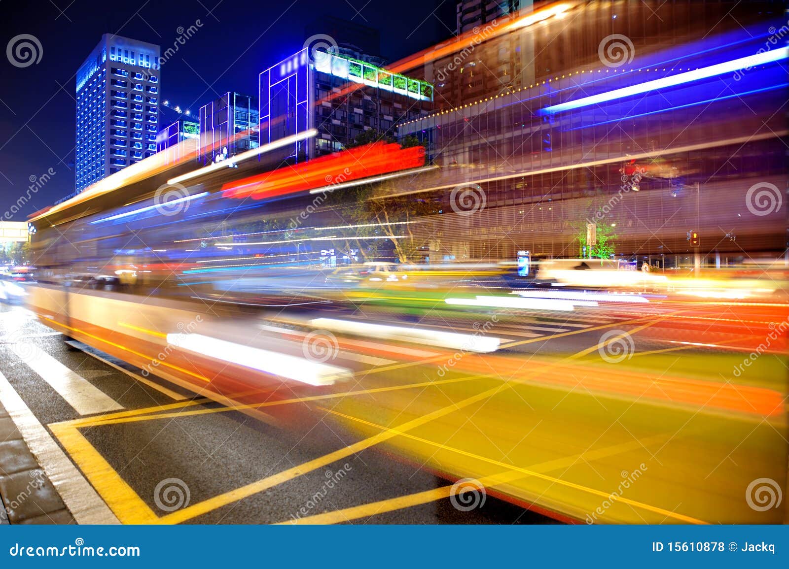 High Speed and Blurred Bus Light Trails Stock Photo - Image of city ...