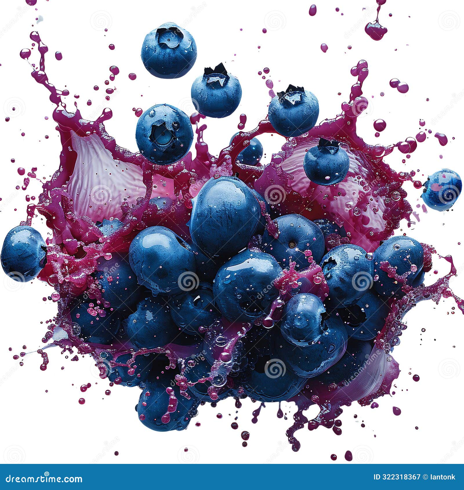 High-Speed Capture of Blueberries Exploding in Mid-Air on White ...