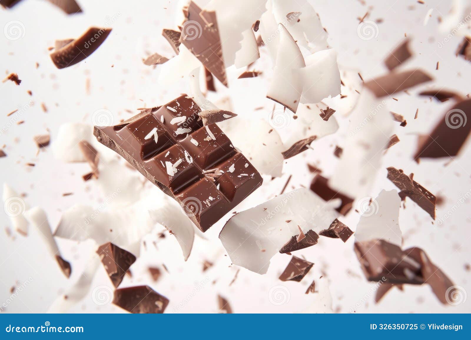 Exploding Chocolate Bar with Flying Pieces Stock Image - Image of sweet ...